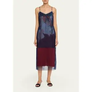 JASON WU Shadow Floral Layered Midi Dress