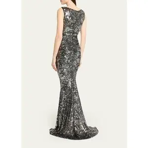 Talbot Runhof Sequined V-neck Sleeveless Mermaid Gown - Bronze
