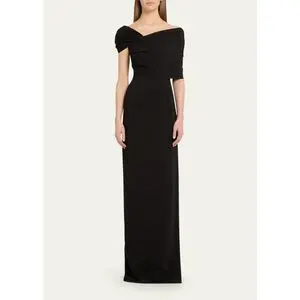 Oscar De La Renta Asymmetric Draped Off-the-shoulder Column Gown