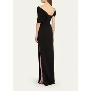 Oscar De La Renta Asymmetric Draped Off-the-shoulder Column Gown