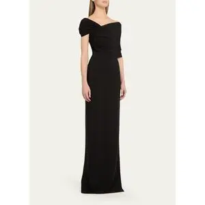 Oscar De La Renta Asymmetric Draped Off-the-shoulder Column Gown