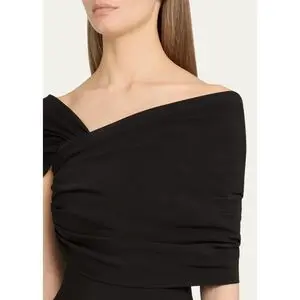 Oscar De La Renta Asymmetric Draped Off-the-shoulder Column Gown