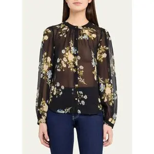Veronica Beard Ashlynn Floral Silk Blouse