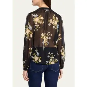 Veronica Beard Ashlynn Floral Silk Blouse