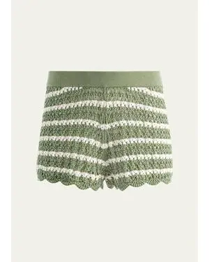 Alice + Olivia Bobbi Striped Pointelle Shorts