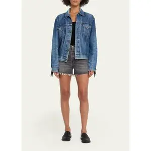 RE/DONE Levi's Denim Fringe Trucker Jacket