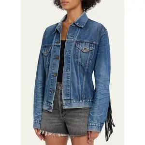 RE/DONE Levi's Denim Fringe Trucker Jacket