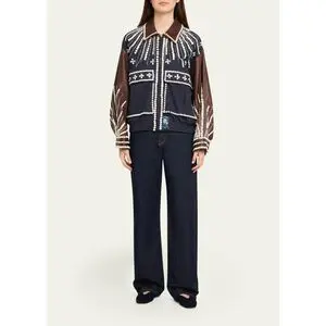 Sea Georgie Embellished Mixed-media Bomber Jacket