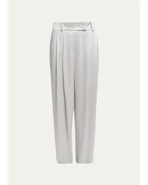 Giorgio Armani Hammered Satin Pleated Straight-leg Trousers
