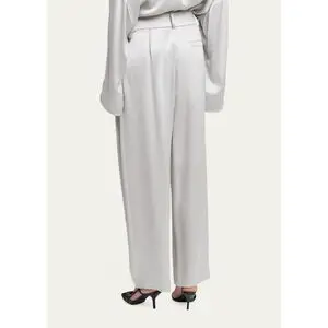 Giorgio Armani Hammered Satin Pleated Straight-leg Trousers
