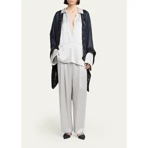 Giorgio Armani Hammered Satin Pleated Straight-leg Trousers