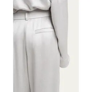 Giorgio Armani Hammered Satin Pleated Straight-leg Trousers