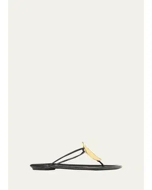 Proenza Schouler Uma Leather Hardware Thong Sandals - Black