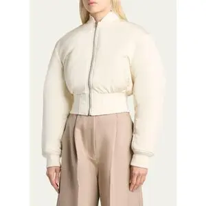 Balenciaga Padded Faille Crop Bomber Jacket