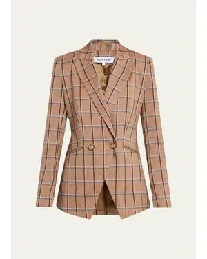 Veronica Beard Rickie Plaid Dickey Jacket - Ochre Multi