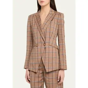 Veronica Beard Rickie Plaid Dickey Jacket - Ochre Multi
