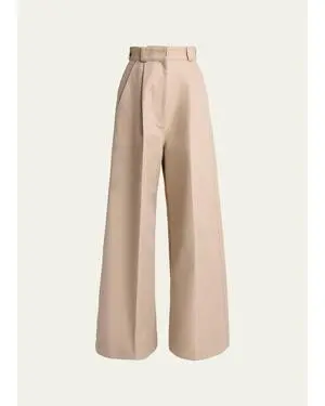Balenciaga High-rise Pleated Wide-leg Pants - Sand
