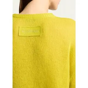 Balenciaga Cashmere Open-knit Crop Sweater - Gold