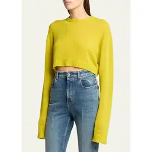 Balenciaga Cashmere Open-knit Crop Sweater - Gold