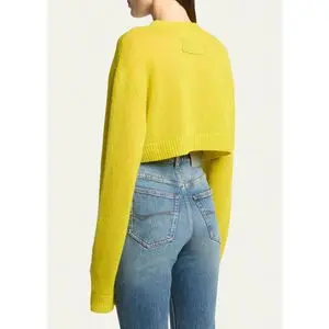 Balenciaga Cashmere Open-knit Crop Sweater - Gold