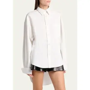 Balenciaga Organdi Cotton-silk Poplin Cocoon Collared Shirt