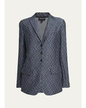 Giorgio Armani Zigzag Jacquard Cashmere Single-breasted Jacket
