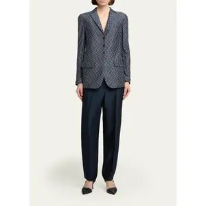 Giorgio Armani Zigzag Jacquard Cashmere Single-breasted Jacket
