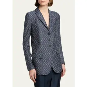 Giorgio Armani Zigzag Jacquard Cashmere Single-breasted Jacket