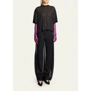 Balenciaga Transparent Jersey Short-sleeve Train T-shirt