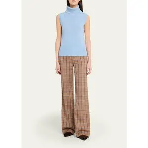 Veronica Beard Tonelli Plaid Wide-leg Pants