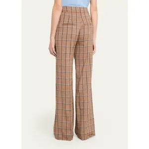 Veronica Beard Tonelli Plaid Wide-leg Pants