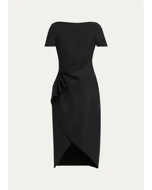 Oscar De La Renta Short-sleeve Draped Midi Dress