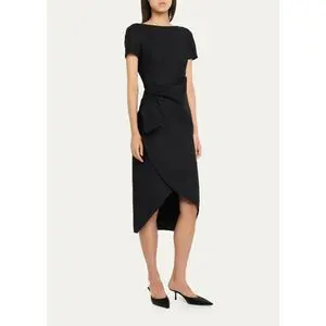 Oscar De La Renta Short-sleeve Draped Midi Dress
