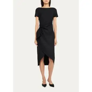 Oscar De La Renta Short-sleeve Draped Midi Dress