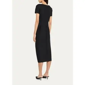 Oscar De La Renta Short-sleeve Draped Midi Dress