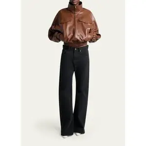 Balenciaga High-collar Leather Blouson Jacket