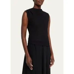 Vince Shadow Grid Cowl-neck Top