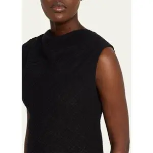 Vince Shadow Grid Cowl-neck Top