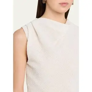 Vince Shadow Grid Cowl-neck Top