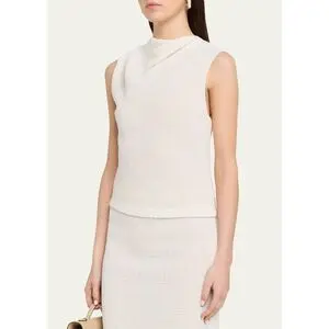 Vince Shadow Grid Cowl-neck Top