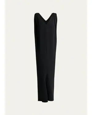 Balenciaga Sleeveless Silk-wool Crepe Sack Maxi Dress - Noir