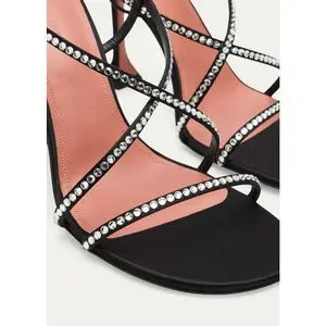 Amina Muaddi 95mm Crystal Satin Strappy Sandals