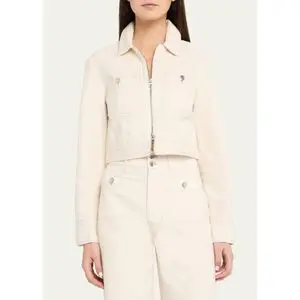 Veronica Beard Patty Cropped Denim Moto Jacket