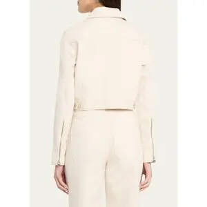 Veronica Beard Patty Cropped Denim Moto Jacket