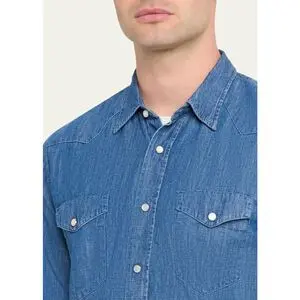 Officine Générale Maverick Snap-front Chambray Western Shirt