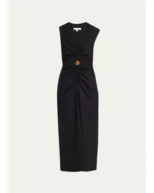 Veronica Beard Marisabel Cutout Crepe Midi Dress - Black