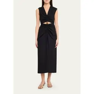 Veronica Beard Marisabel Cutout Crepe Midi Dress - Black