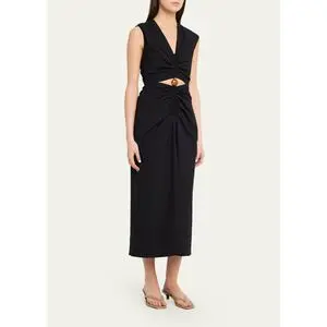 Veronica Beard Marisabel Cutout Crepe Midi Dress - Black
