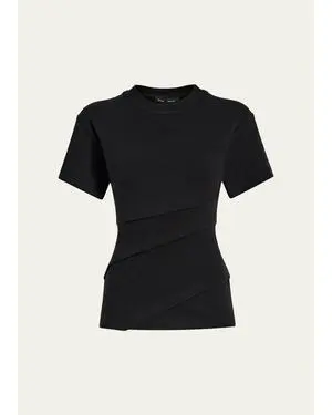 Proenza Schouler Hilma Pleated Cotton-blend Top - Black