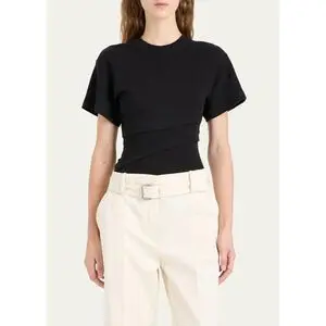 Proenza Schouler Hilma Pleated Cotton-blend Top - Black